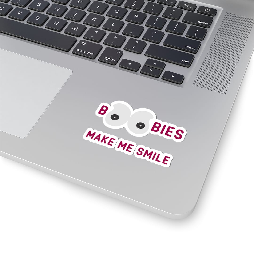 Boobies Make Me Smile Funny Sticker Gift for Him or Her